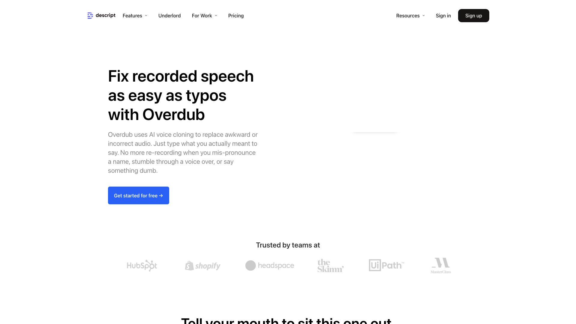 Overdub: fix audio mistakes by typing | AI voice generation for editing ...