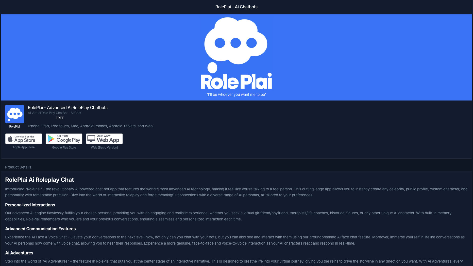 RolePlai - Advanced Ai RolePlay Chatbots | Hayo, Hayo App,Hayo Download ...